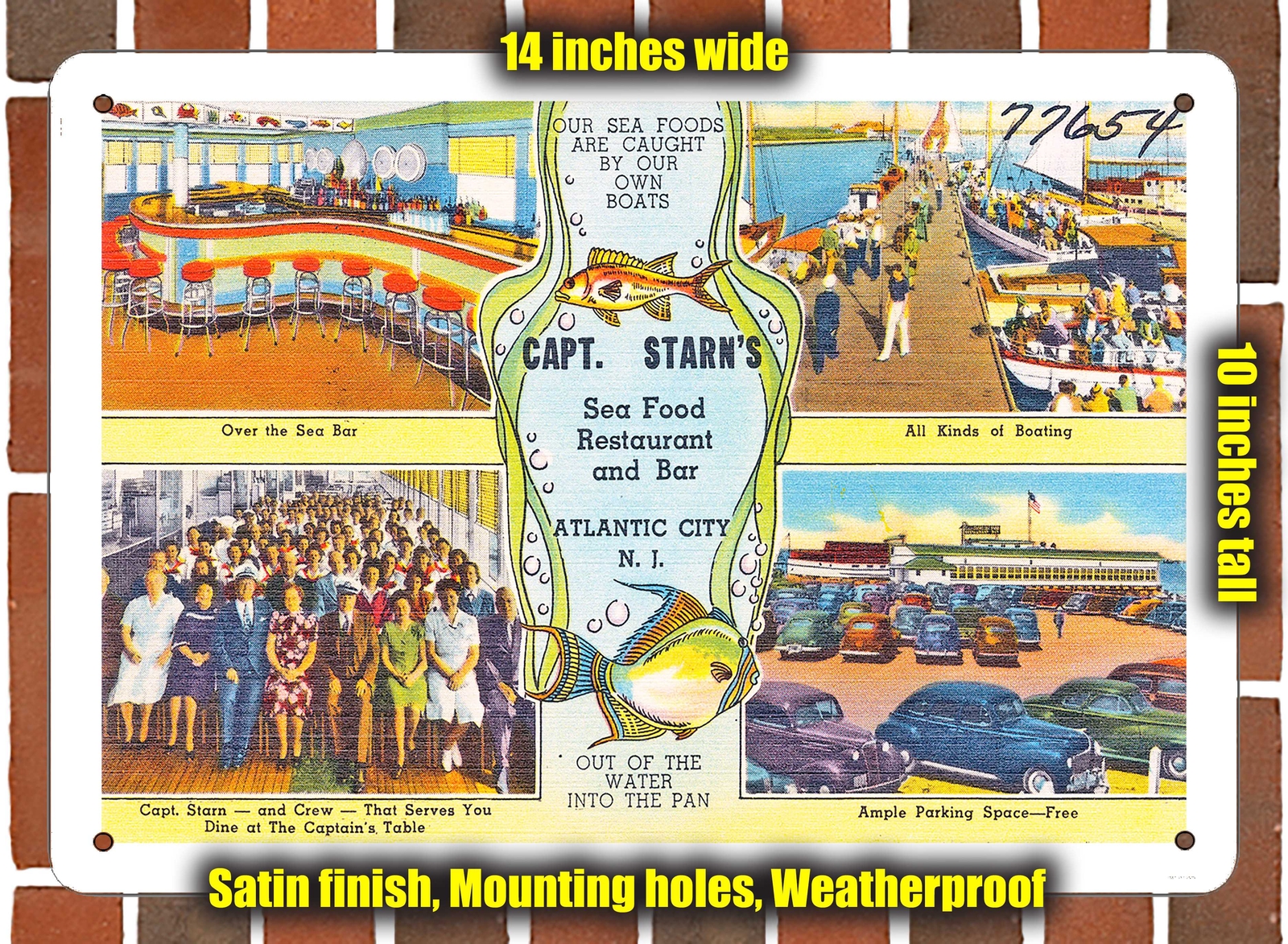 Metal Sign - New Jersey Postcard - Capt. Starn's Sea Food Restaurant ...