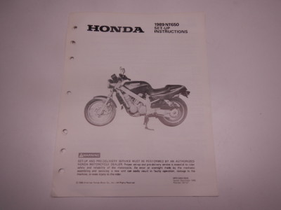 1989 Honda NT650 Hawk GT Set Up Instructions NT 650 89 | eBay