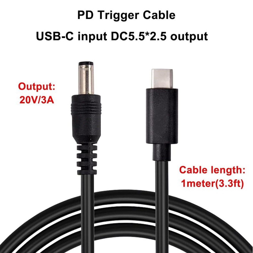 2PCS 3.3ft PD 20V 3A Trigger USB Type C Male Input to DC 5.5 x 2.5mm ...