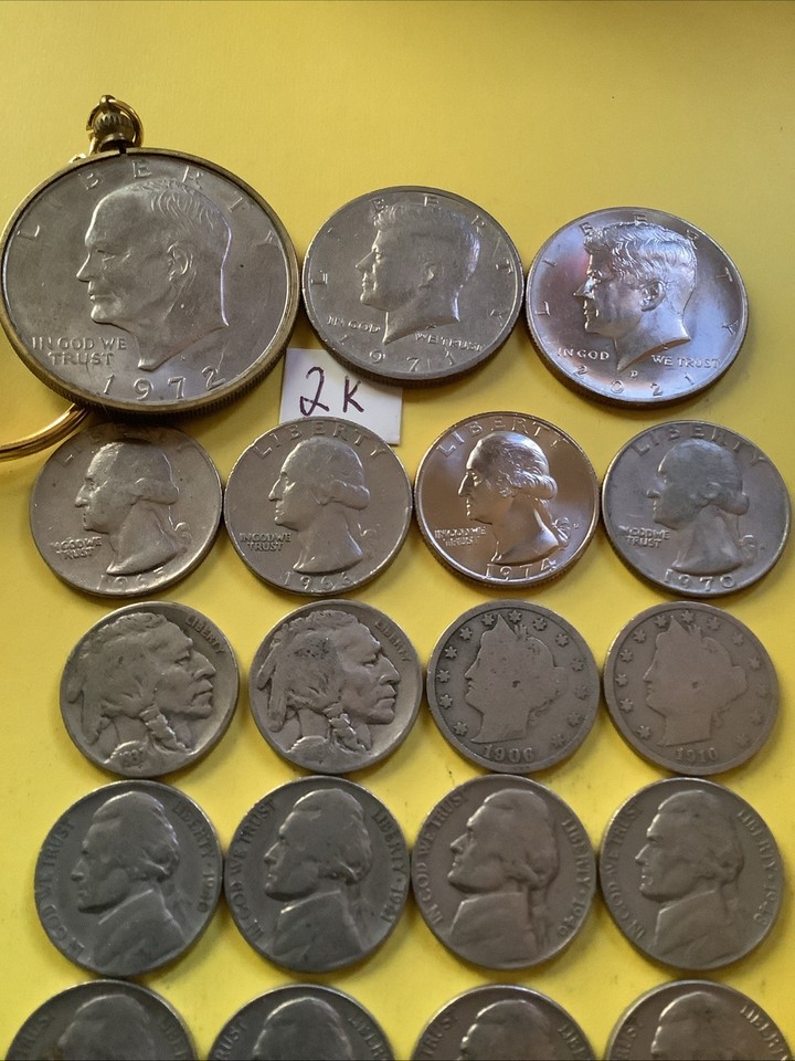 Large Junk Drawer Lot Eisenhower Dollars Buffalo Nickel Dimes Indian ...