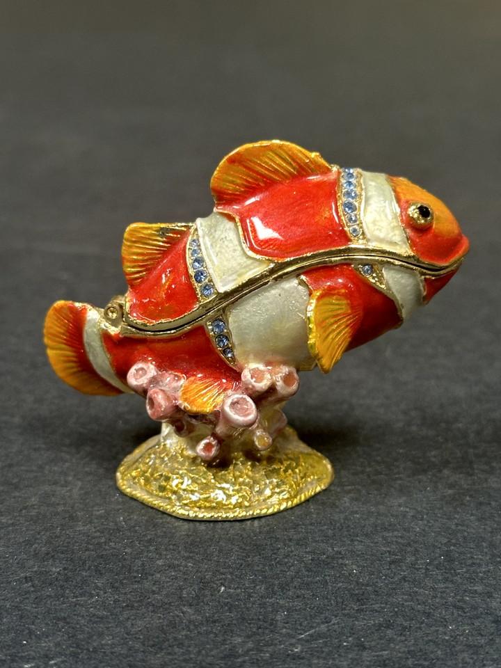 Vintage Fish Enamel Bejeweled Trinket Box. | eBay