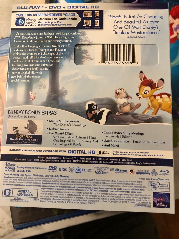 Bambi (Blu-ray/DVD, 2011, 2-Disc Set, Signature Collection) - No ...