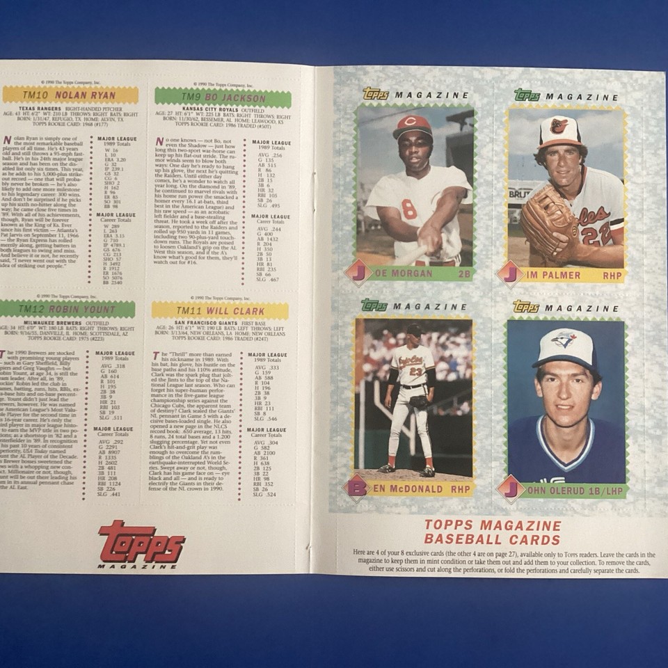 1990 Topps Magazine Exclusive Baseball Cards TM9-TM16 Nolan Ryan+ READ ...
