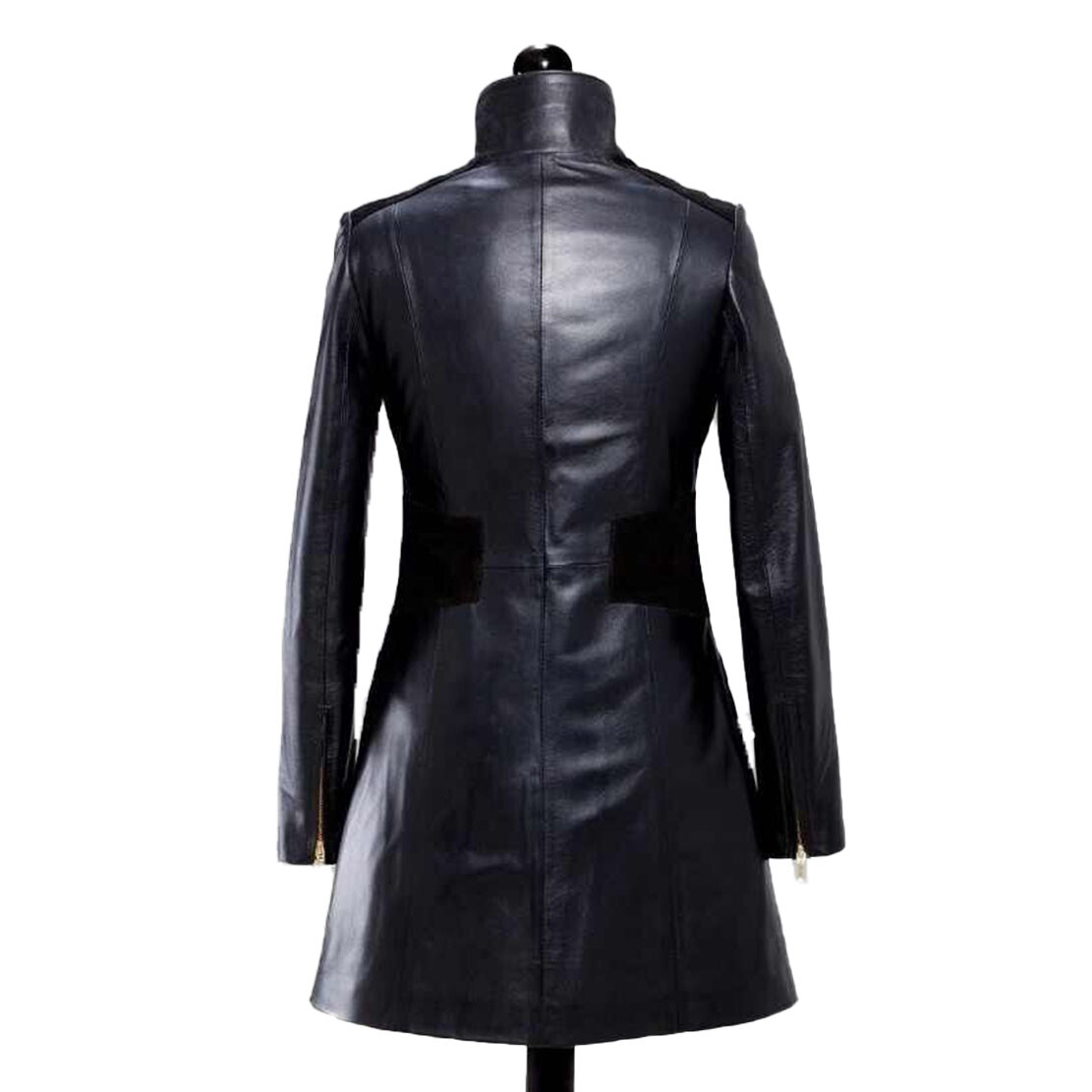 Women's High Quality Genuine Lambskin Black Stylish Trench Coat ...
