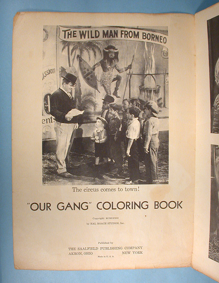 1933 Our Gang Oversized Coloring Book Hal Roach Wild Man from Borneo ...