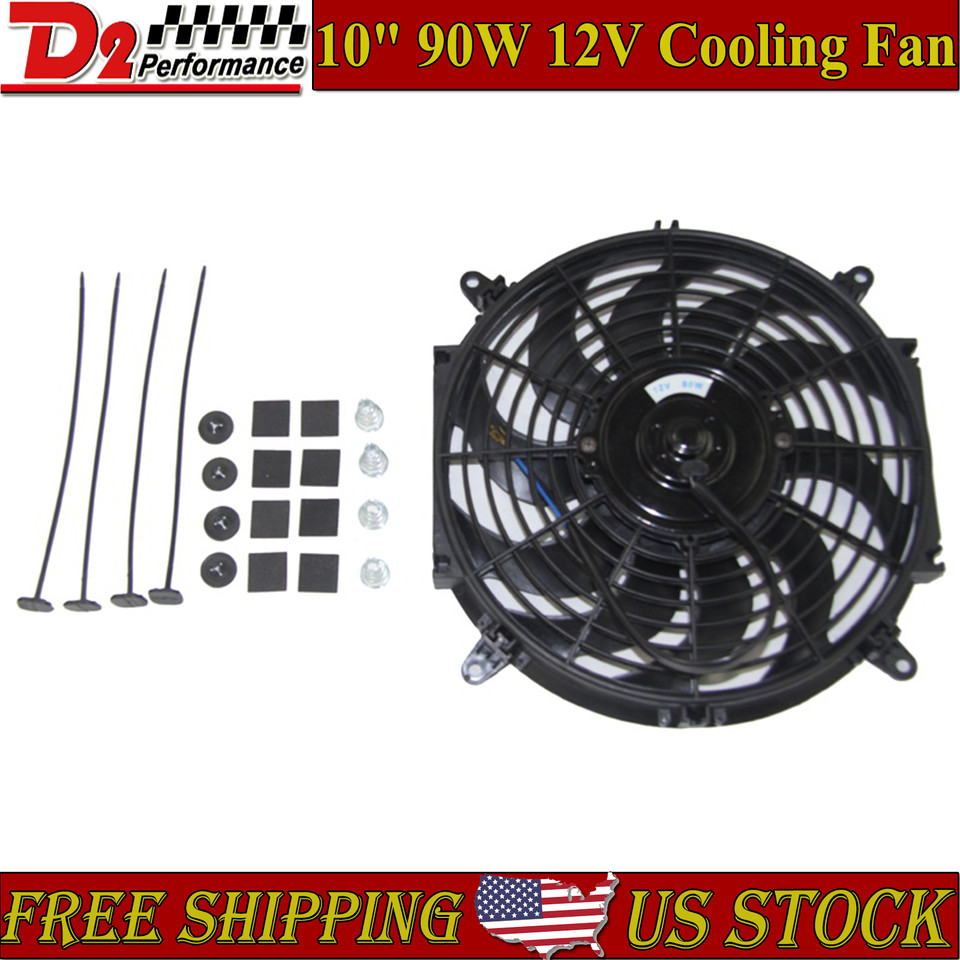 10 inch 90W 12V Electric Radiator Cooling Slim Fan Push Pull Mount Kit ...