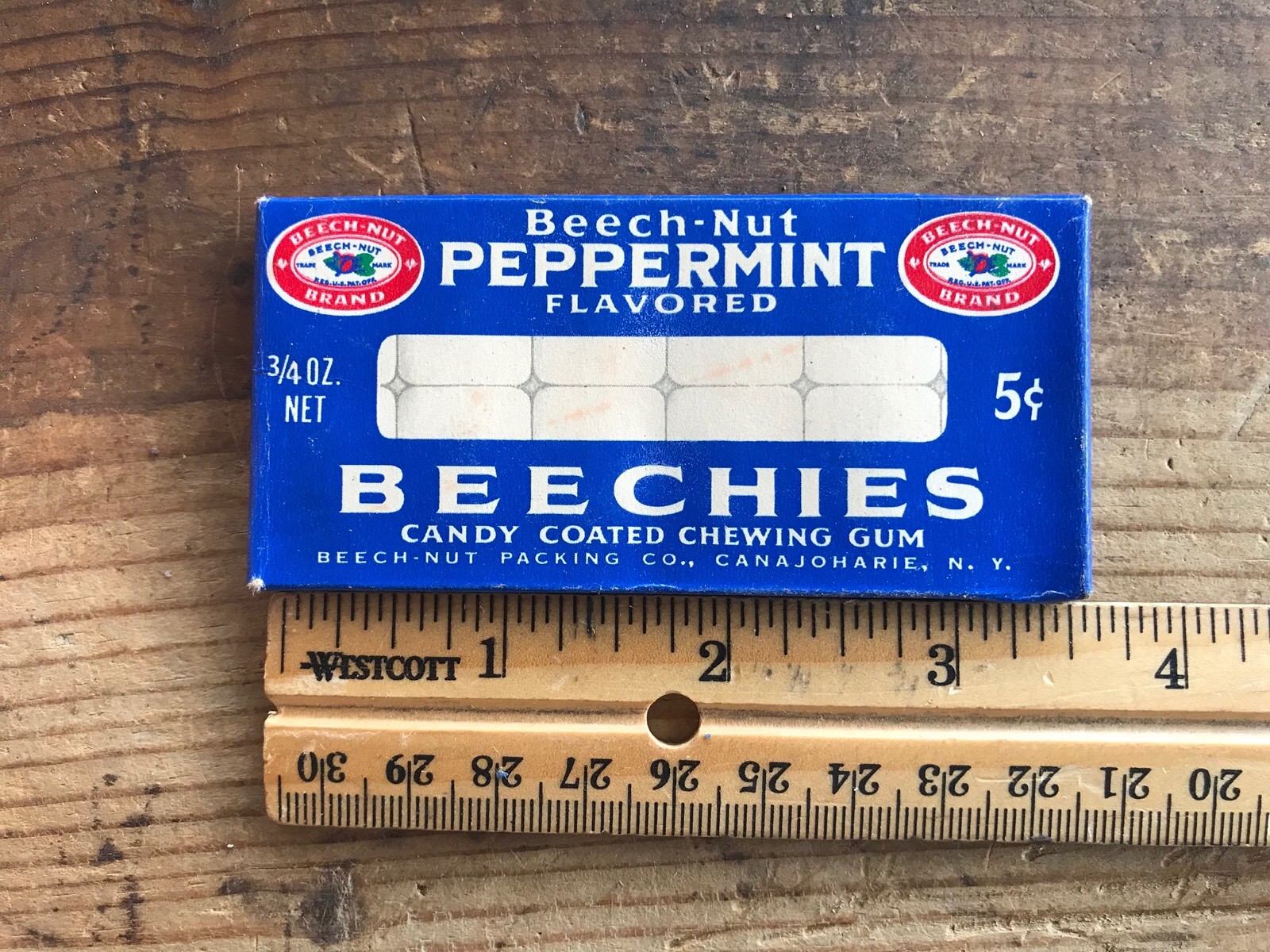 Vtg Beech-Nut Beechies Chewing Gum Package Peppermint 5 Cents Unused ...
