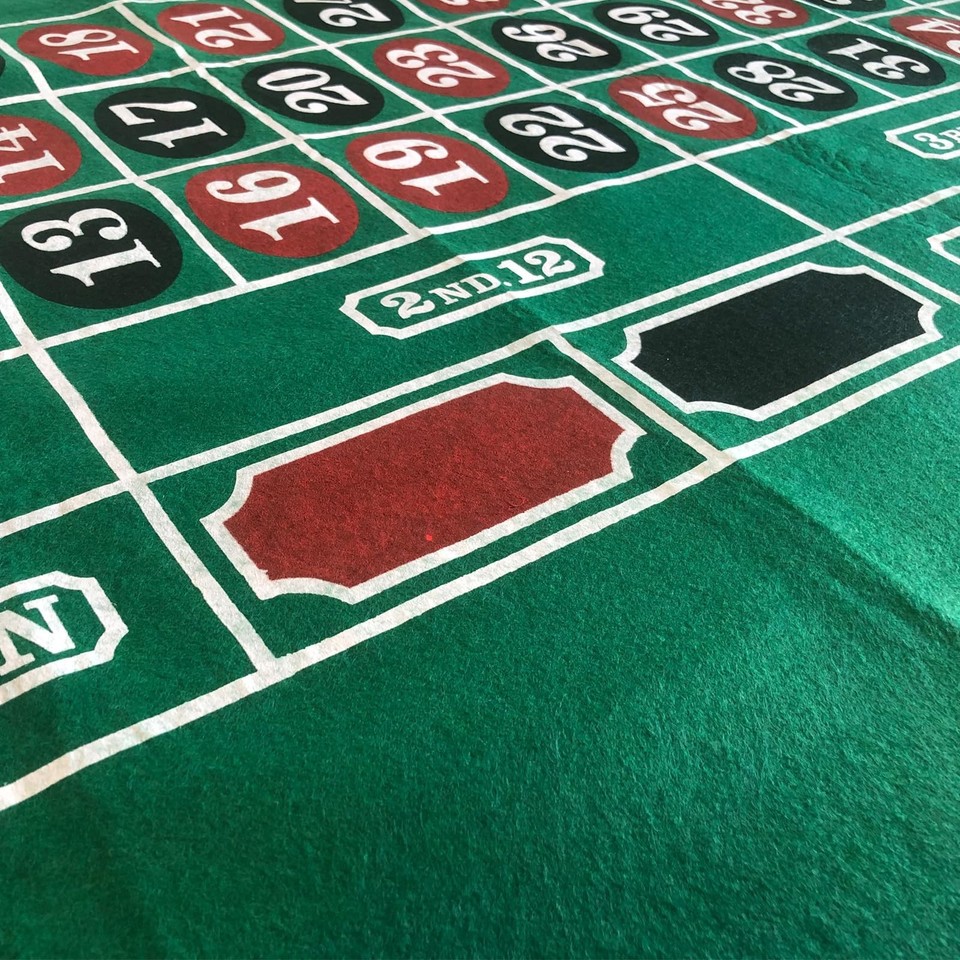 Roulette Table Top Felt Layout - 36" x 72" Rectangle Las Vegas Style ...