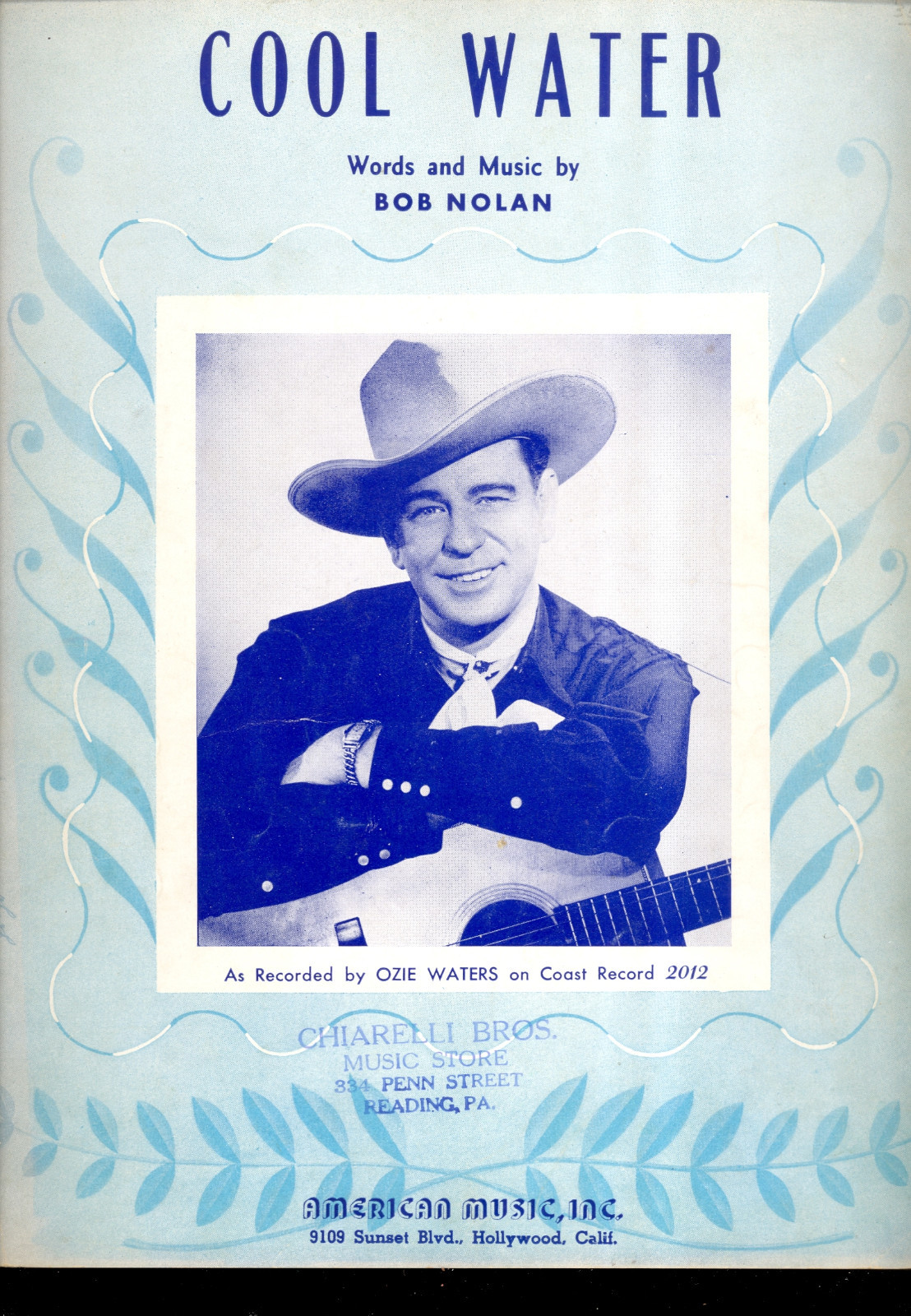 OZIE WATERS Sheet Music "Cool Water" Bob Nolan 1936 | eBay