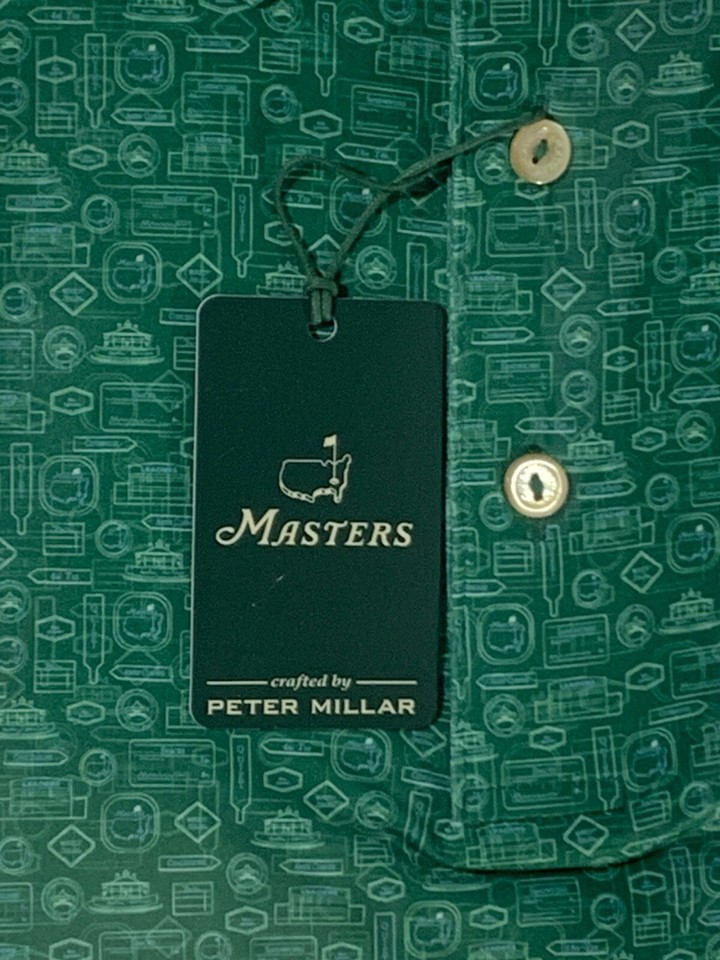 Masters Peter Millar Polo golf Shirt XL evergreen Masters pga 2025 new ...