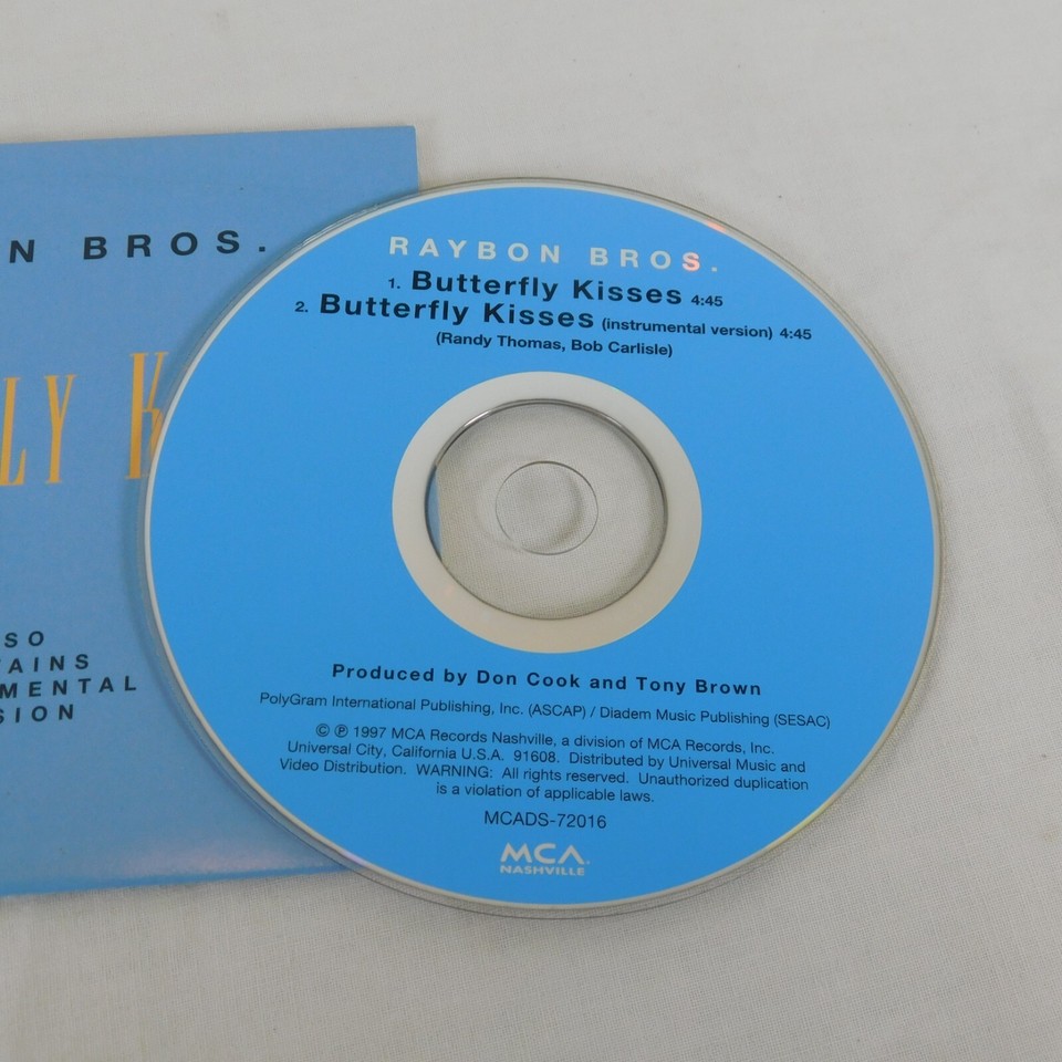 Raybon Bros Butterfly Kisses CD Single MCA 1997 Instrumental Version ...