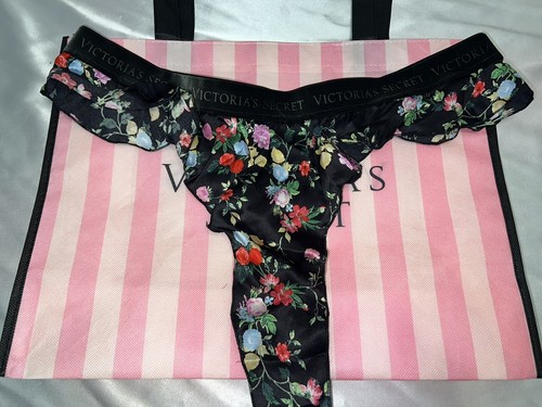 Victorias Secret SILK Thong Ruffled W/Velvet Band Large | eBay