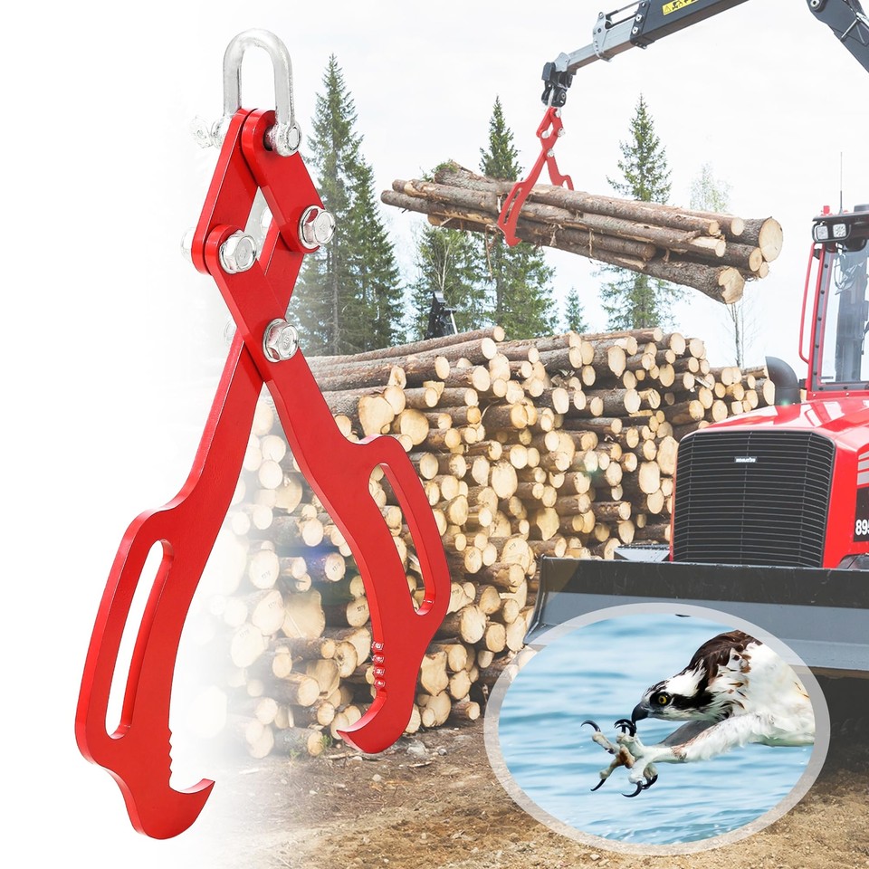 18/28/36" Log Lifting Tongs 2/4 Claw Solid Steel Swivel Drag Grapple ...
