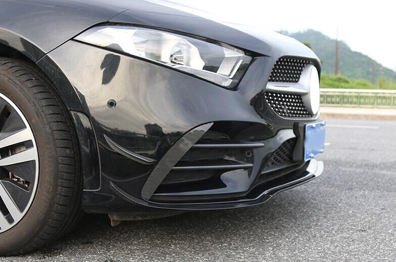 For Benz A-Class ABS Carbon Fiber Front Bumper Lip Spoiler Splitter ...