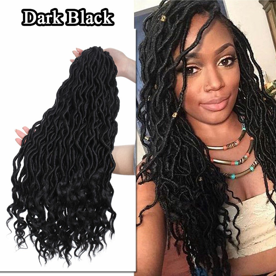 US 20" Long Thick Faux Locs Hair Extension Curly Lock Crochet Braids ...