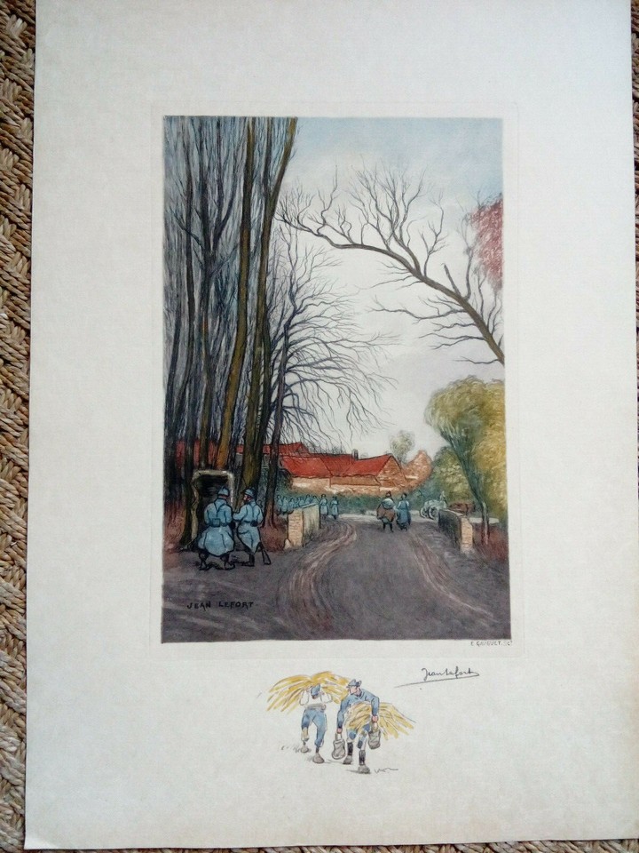 World War 14-18 Original Watercolor + Aquatint Signed by Jean Lefort ...