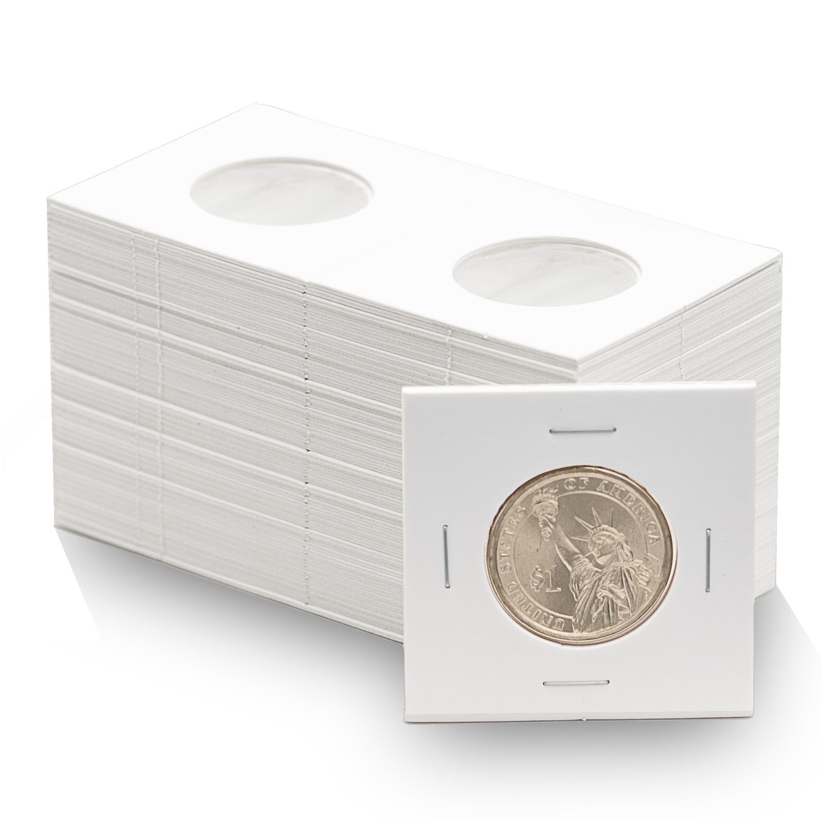 50 Small Dollar 2x2 Premium Cardboard Coin Holders $1 Paper Mylar Flip ...