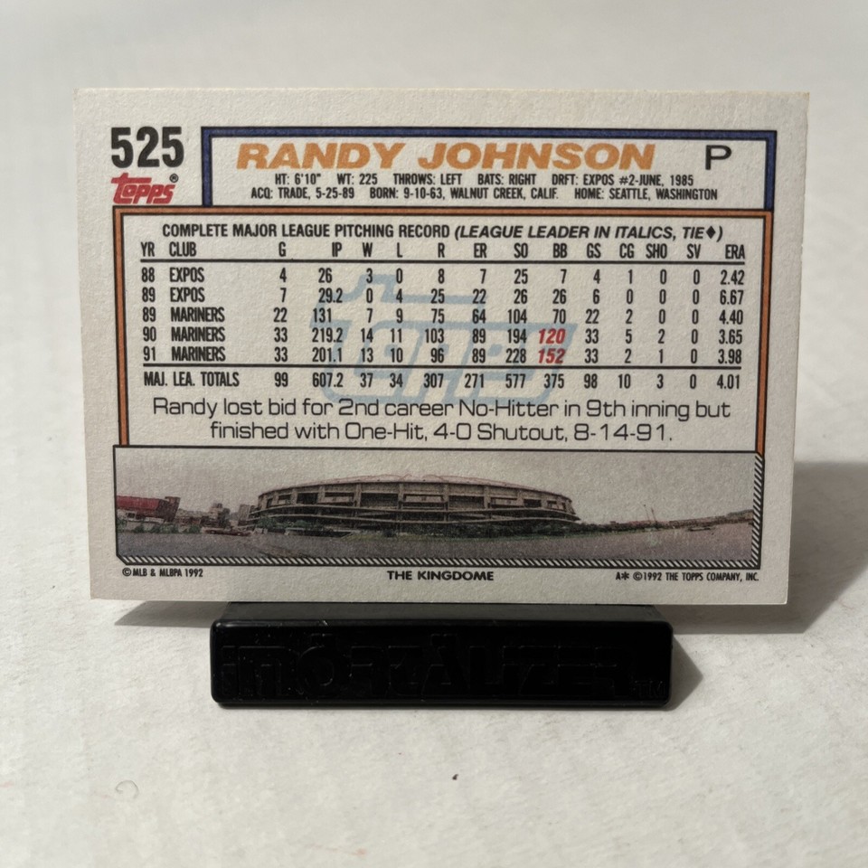 RANDY JOHNSON 1992 Topps Baseball # 525 Seattle Mariners HOF NM - MT | eBay