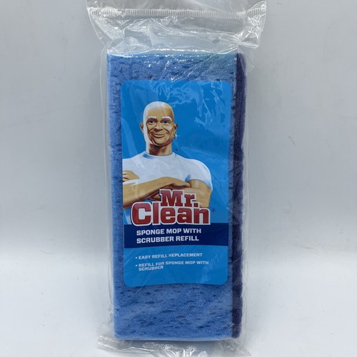 Mr. Clean Sponge Mop With Scrubber Refill Blue Snap On New Sealed | eBay