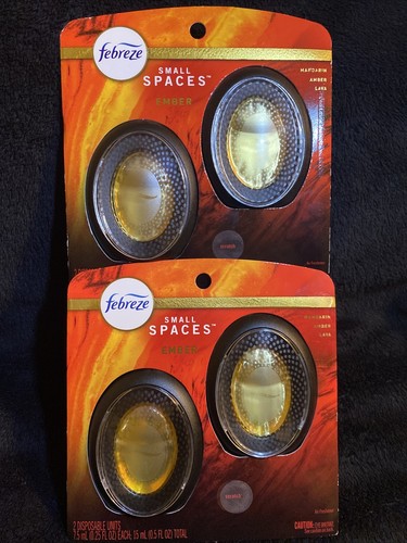 4 Febreze SMALL SPACES Air Freshener NEW Item EMBER! HTF, Lava, Amber ...