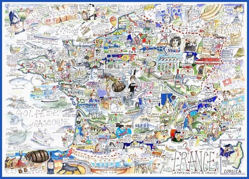 Comical Map Of France, Artwork By Tim Bulmer - 1000 Piece Puzzle For ...
