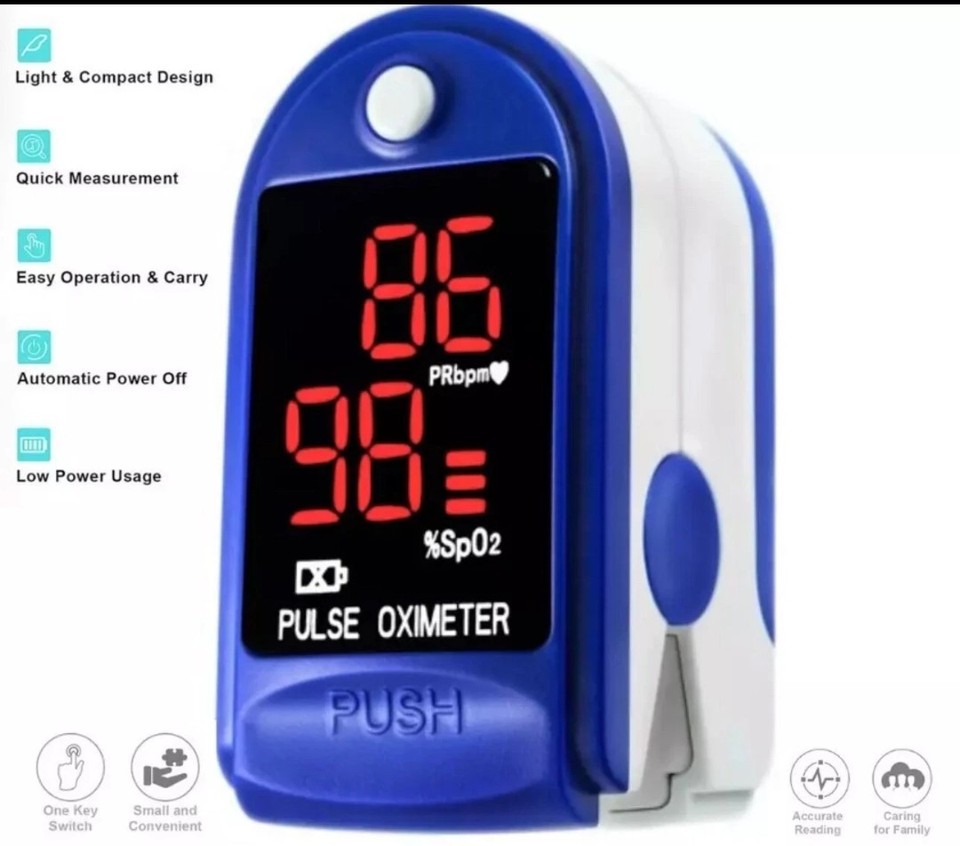 Finger Tip Pulse Oximeter Meter SpO2 Oxygen Saturation rate Heart Blood ...