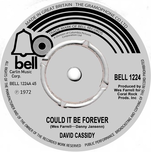David Cassidy. Repro record label sticker. Could It Be Forever | eBay UK