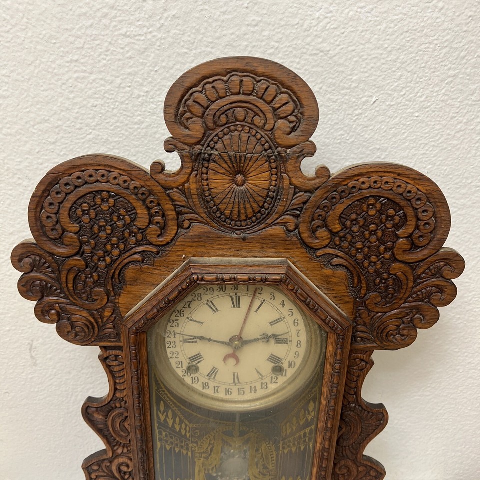 Ingraham Gila Model Parlor Mantle Clock, 8 Day T&S, Calendar, Oak Case ...