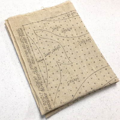 American Thread Co Vintage Primitive Hand Rug Hook Canvas Maple Leaf ...