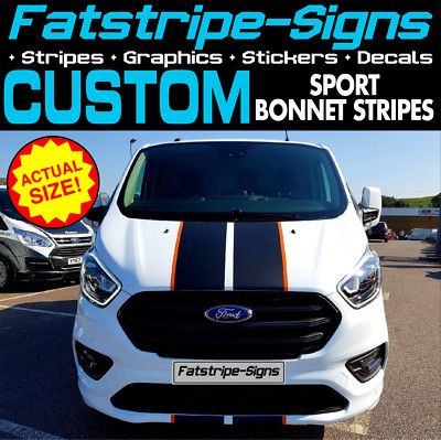 to fit FORD TRANSIT CUSTOM SPORT BONNET STRIPES GRAPHICS STICKERS VAN ...