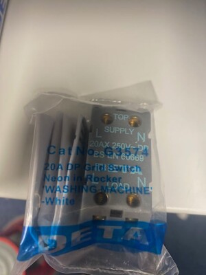 G3574 DETA 20A Double Pole Grid Switch Neon in Rocker 'Washing Machine ...