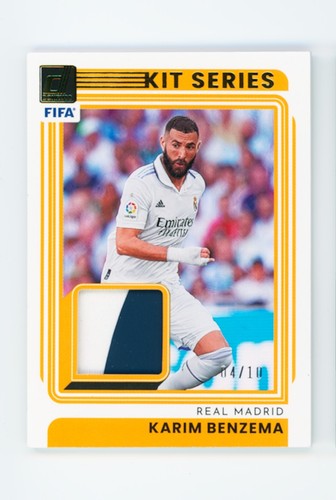 2022 Karim Benzema Panini Donruss Kit Series Gold Real Madrid Jersey ...