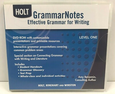 Holt Grammar Notes Effective Grammar for Writing Level One (2008 DVD ...