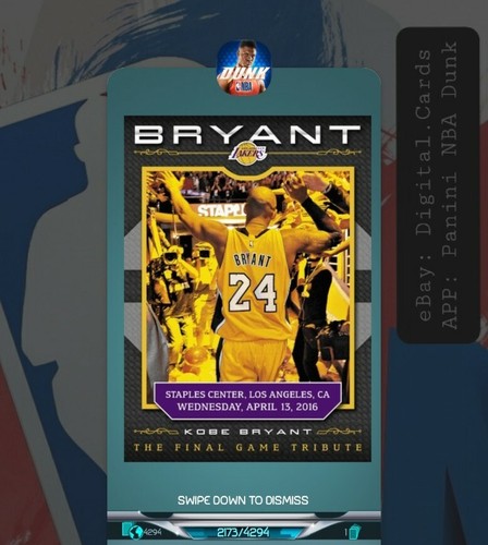 💫 2015 KOBE BRYANT 💫 L.A. LAKERS Tribute. Digital Card 4 Panini NBA ...