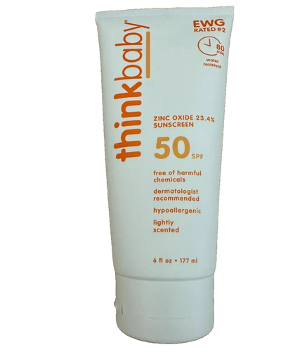 Thinkbaby SPF 50+ Baby Mineral Sunscreen Lotion Safe Natural Water ...