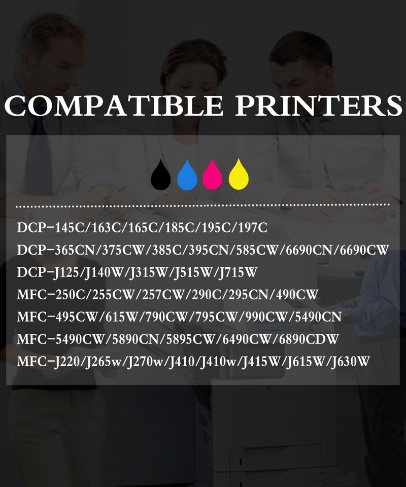 3PK LC-65 LC65 Black LC65BK Ink Cartridge for MFC-295CN MFC-490CW MFC ...