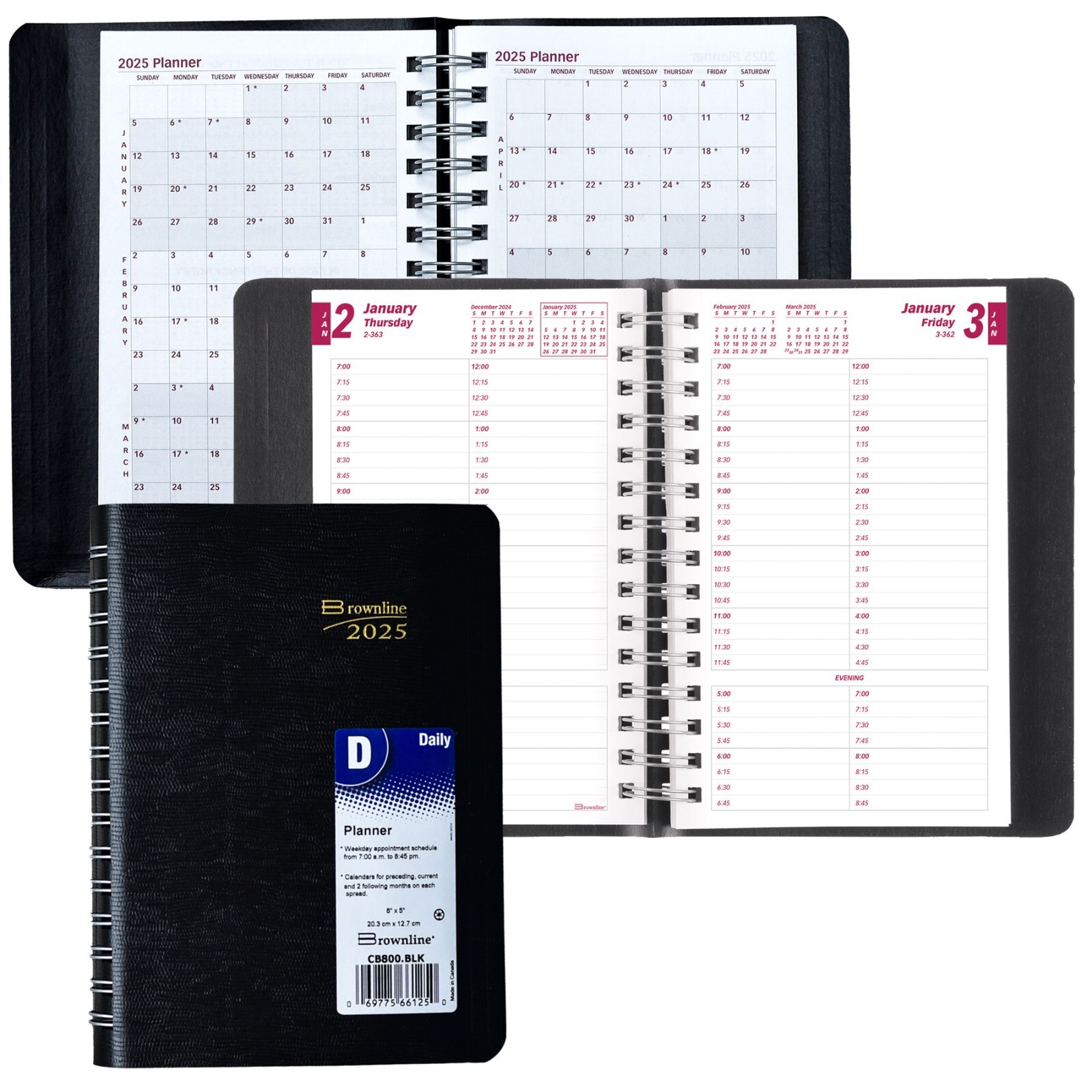 2025 Brownline CB800.BLK Daily Appointment Book, 8 x 5" | eBay