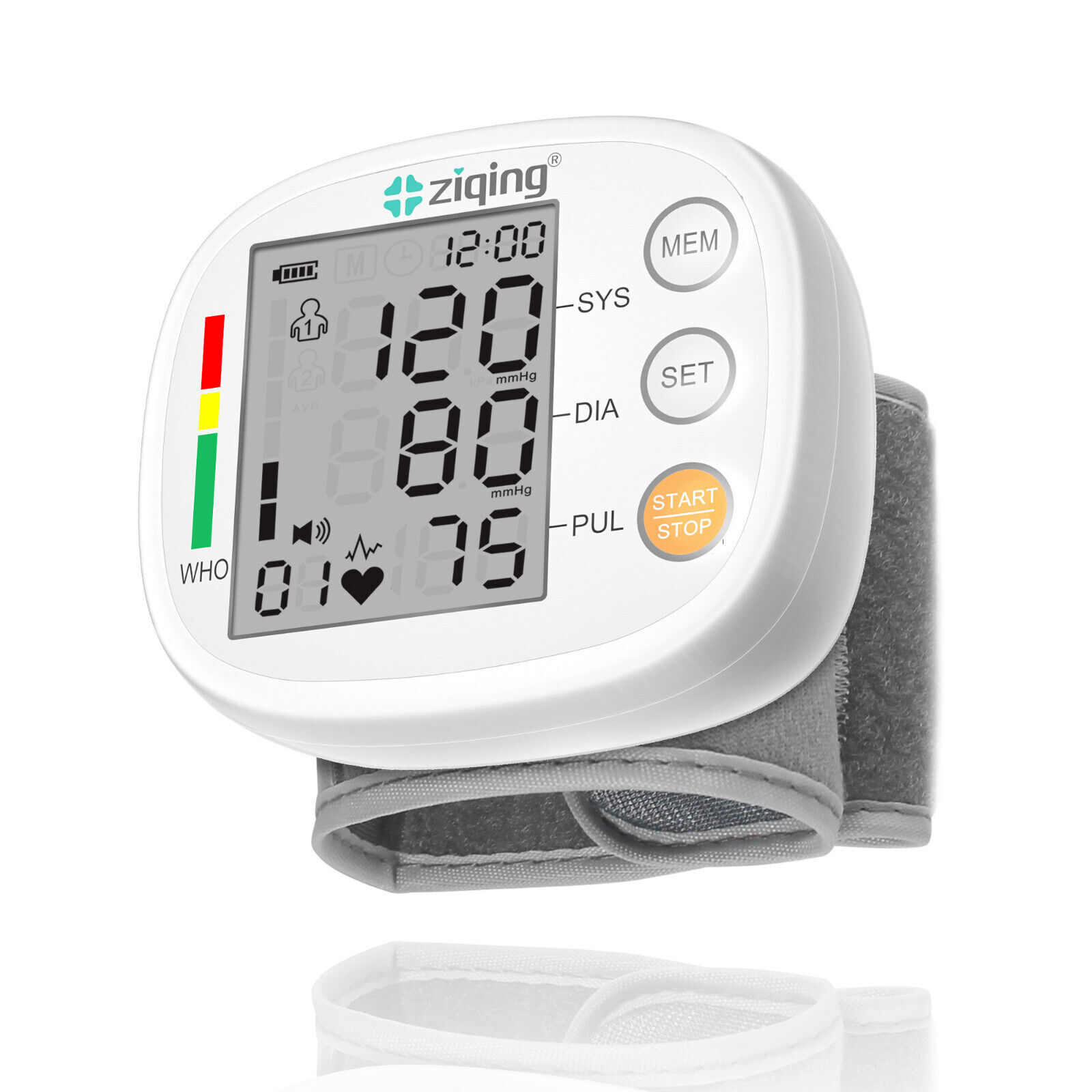Wrist Blood Pressure Monitor Adjustable BP Cuff Heart Rate Machine ...