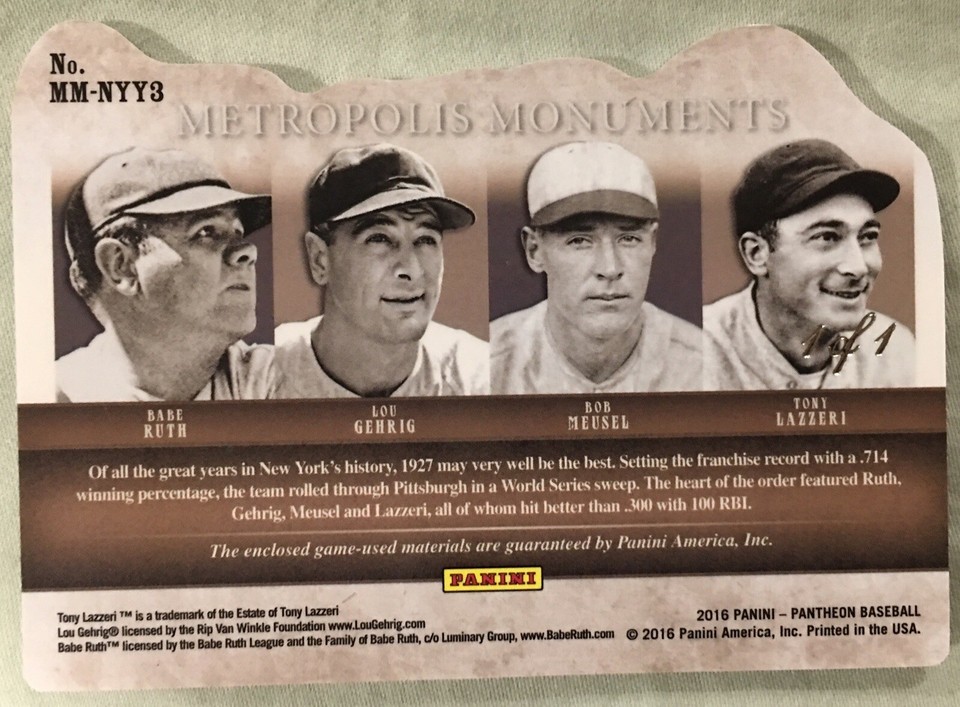 1927 Yankees “Murderers Row” Babe Ruth Lou Gehrig Bob Meusel Tony ...