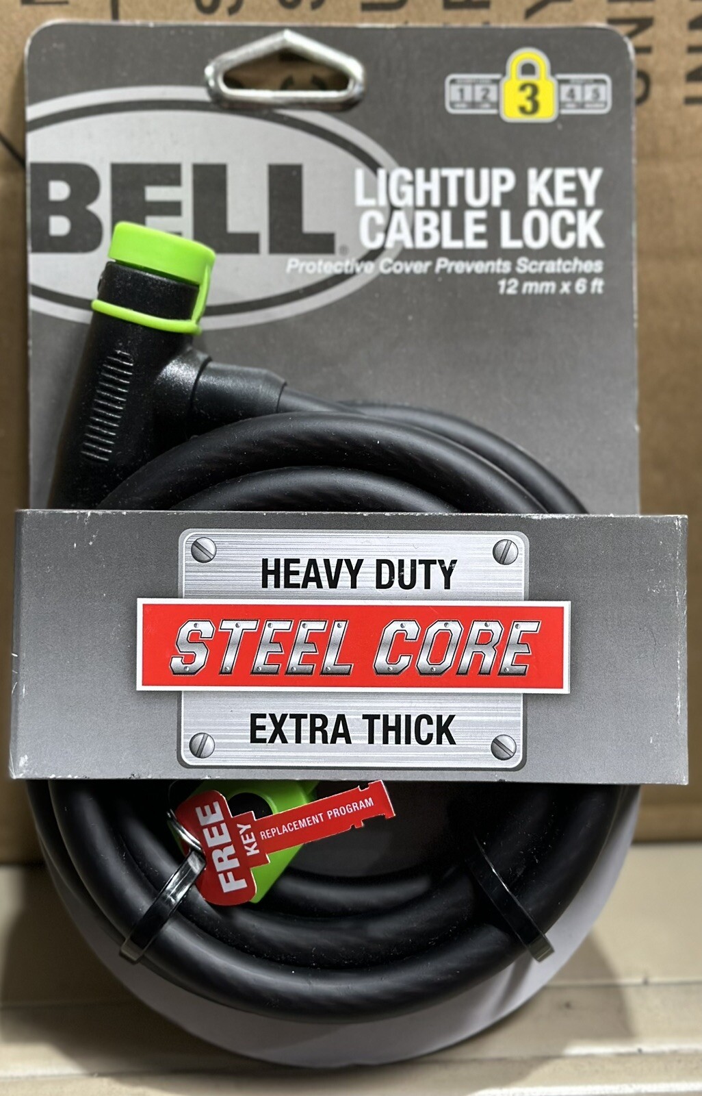 Bell Bicycle Lock With Light up Key Cable Lock Heavy Duty Steel Core 6 ...