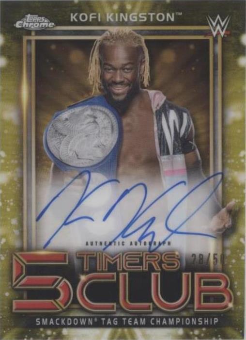 2021 Topps Chrome WWE - 5 Timers Club Autographs Kofi Kingston #5TA-KK ...