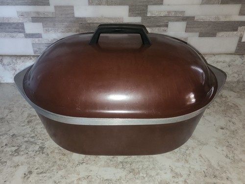 Vintage Club Aluminum Large Oval Brown Roaster Dutch Oven with Lid n ...