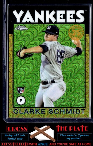 1-2021 Topps Chrome 1986 Silver Pack RC Gold Clarke Schmidt Yankees 44/ ...