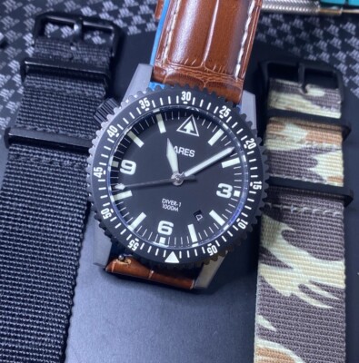 ares diver 1 watch quartz two tone extra straps , croc leather | eBay