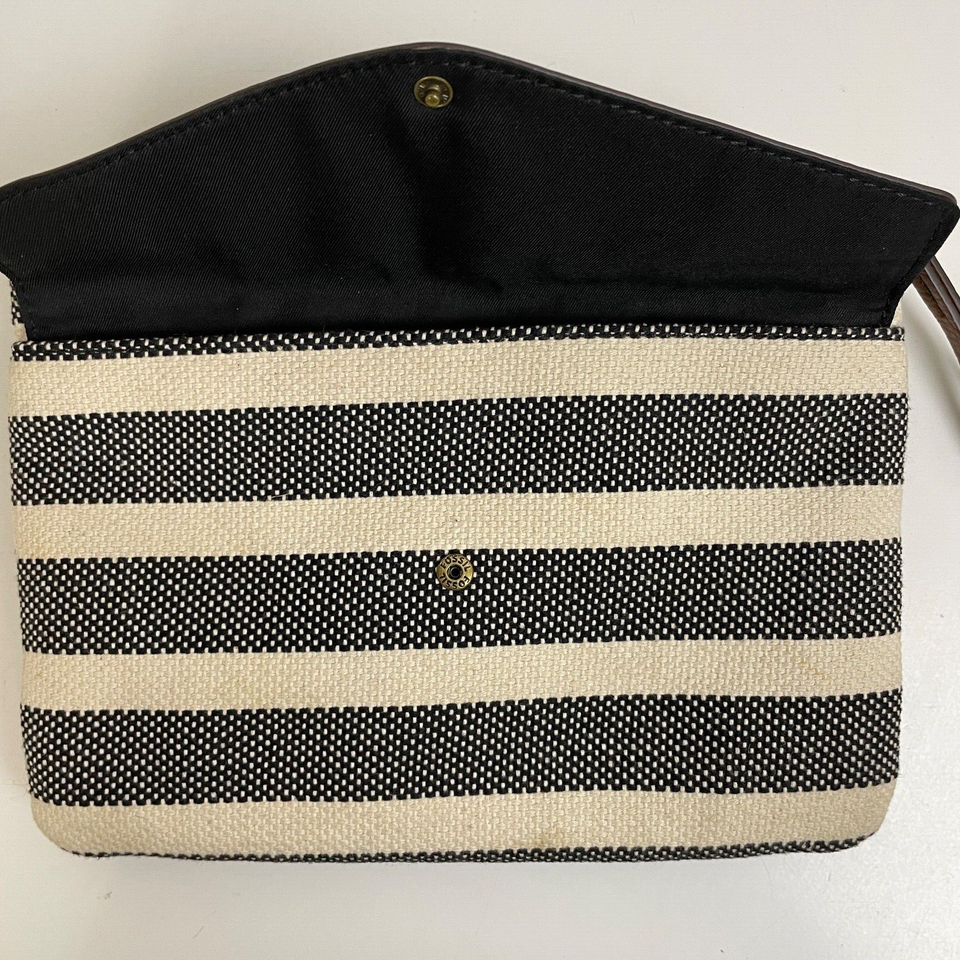 Fossil Devon Purse Triple Zip Pocket Navy White Brown Leather Flap (No ...