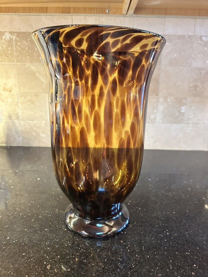 Vintage Faux Tortoise Shell Blown Art Glass Vase | eBay