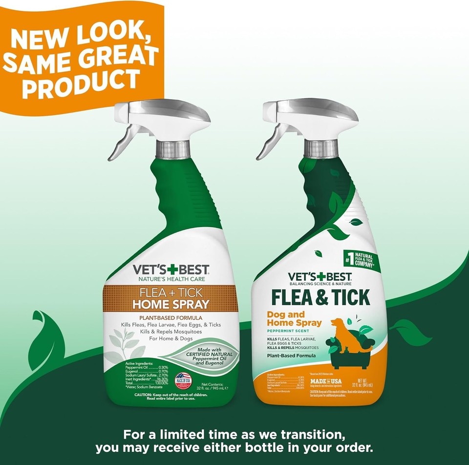 Vet's Best Flea and Tick Home Spray Flea Treatment for Dogs 32oz. Fast ...