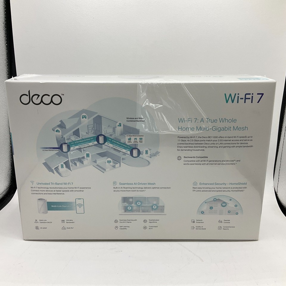 TP-Link Deco Wi-Fi 7 BE11000 Tri-Band Whole Home Mesh System 3 Pack NEW ...