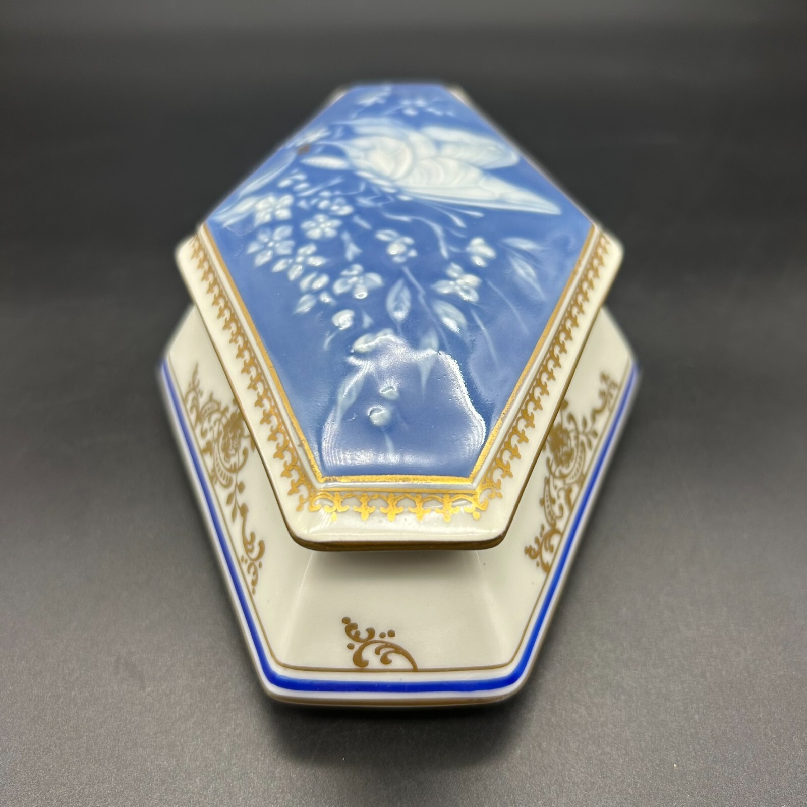 Vintage Art Deco Butterfly Hand Painted French Limoges Porcelain Box ...