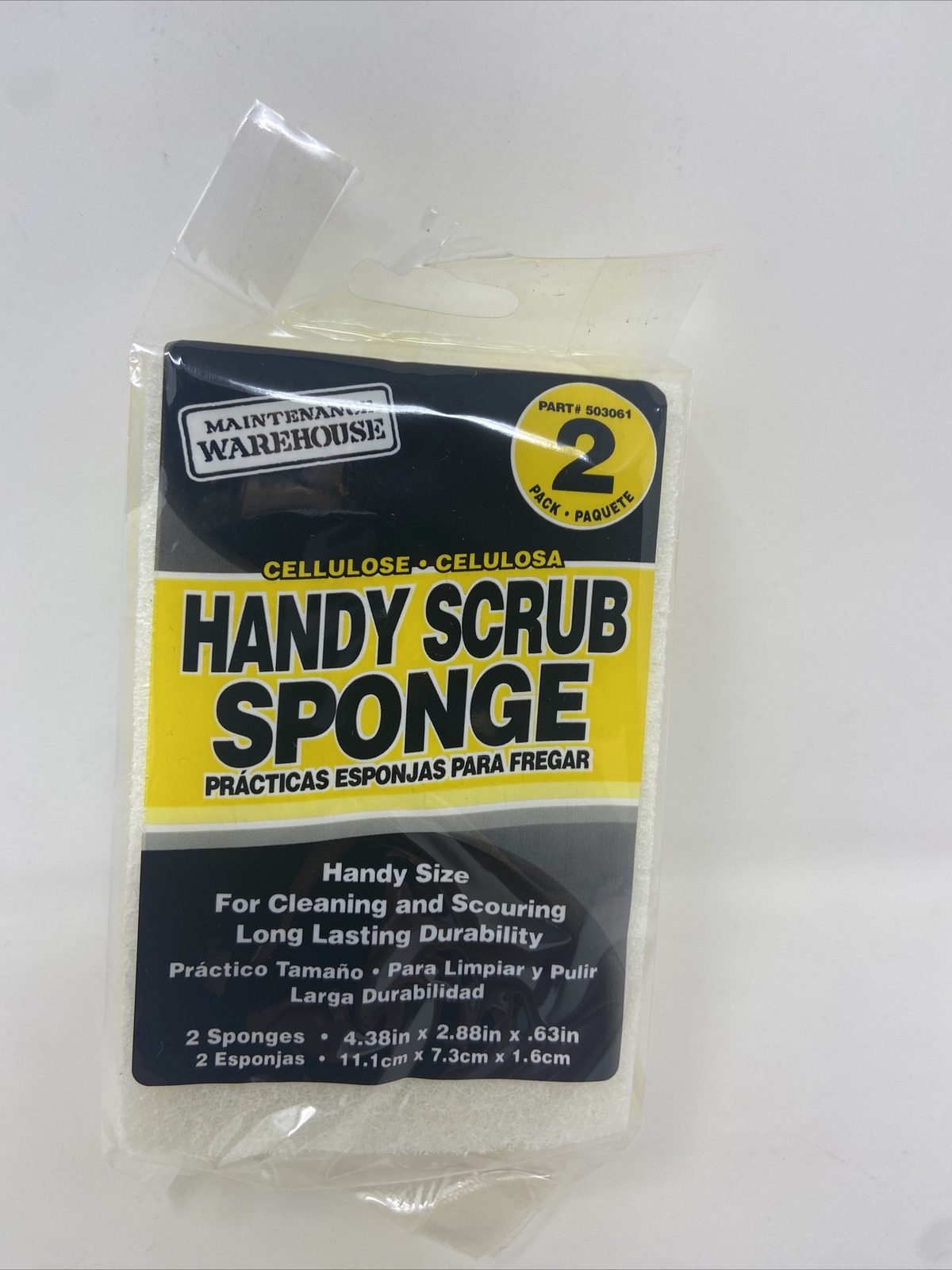 Handy Scrub Sponge Yellow Scouring Pads Maintenance Warehouse 24 Packs ...
